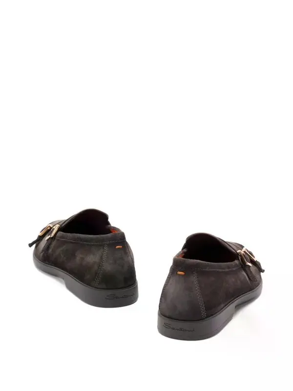 Santoni Buckled Suede Loafers
