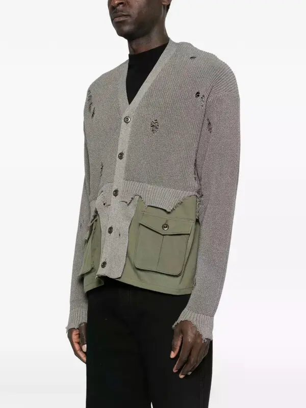 KHOKI Distressed Pocket Cardigan