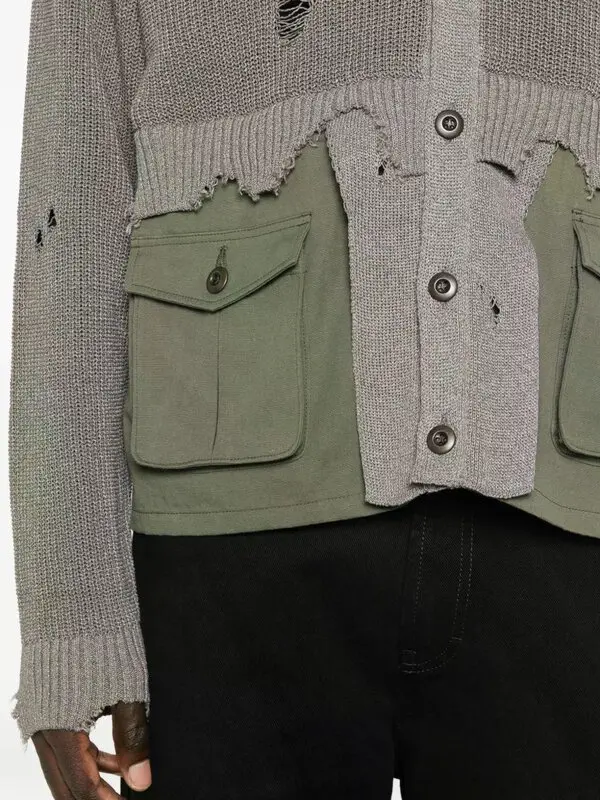 KHOKI Distressed Pocket Cardigan