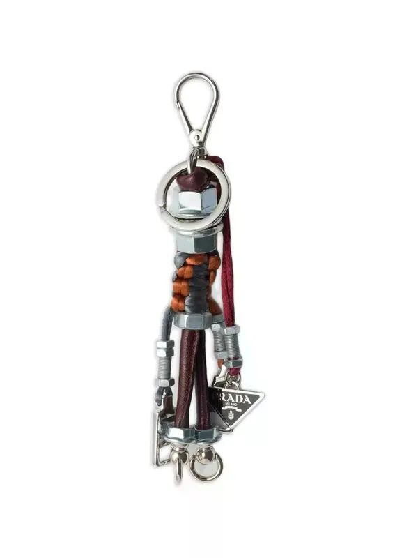 Prada Triangle Logo Robot Keyring - Grey