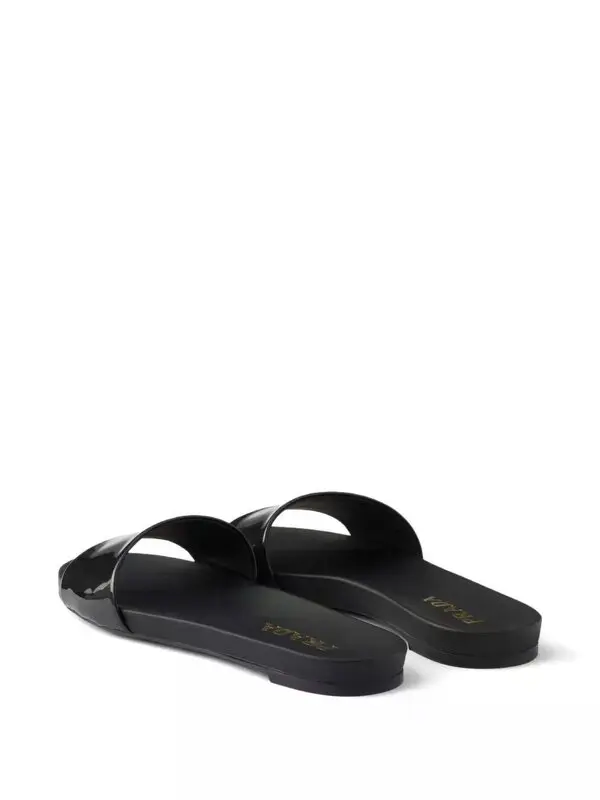 Prada Logo Patent Leather Slides