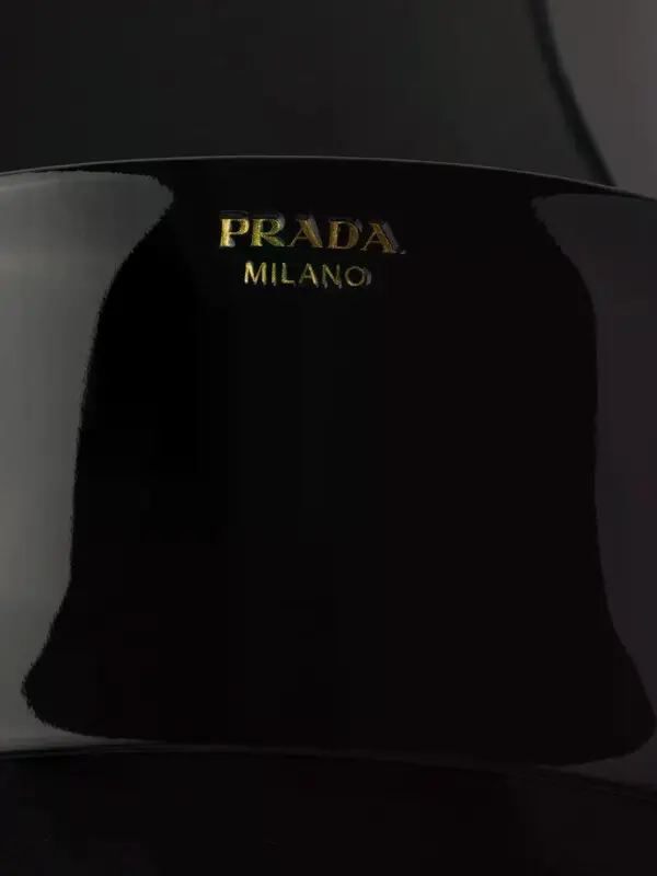 Prada Logo Patent Leather Slides