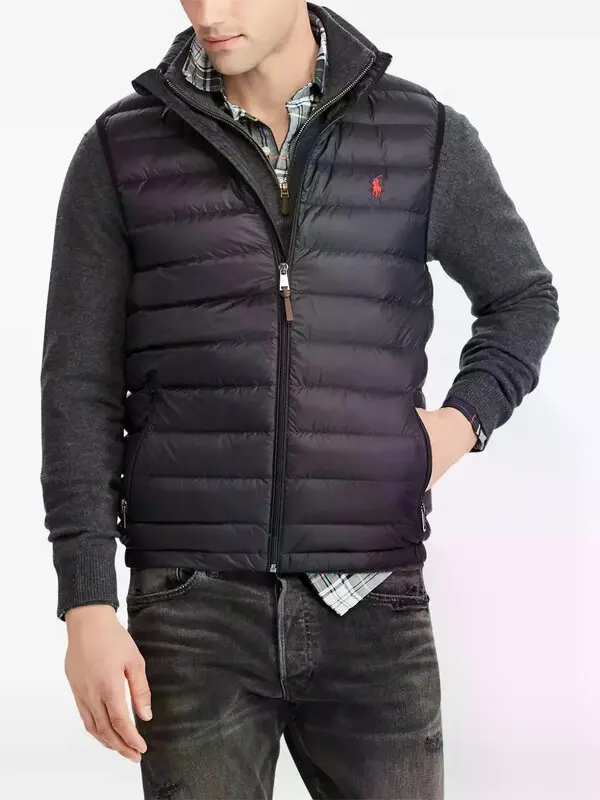 Polo Ralph Lauren Padded Gilet With Embroidered Logo - Black