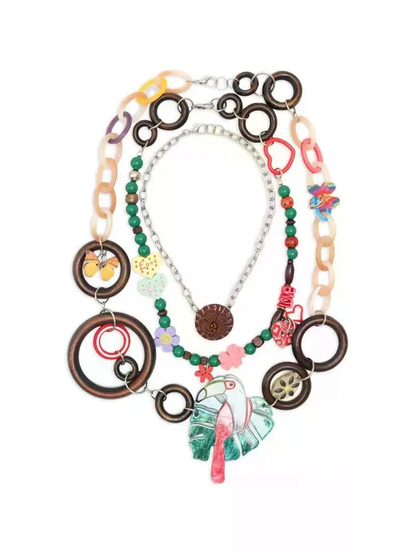 AMIR SLAMA Bead-embellished Necklace Set - Brown