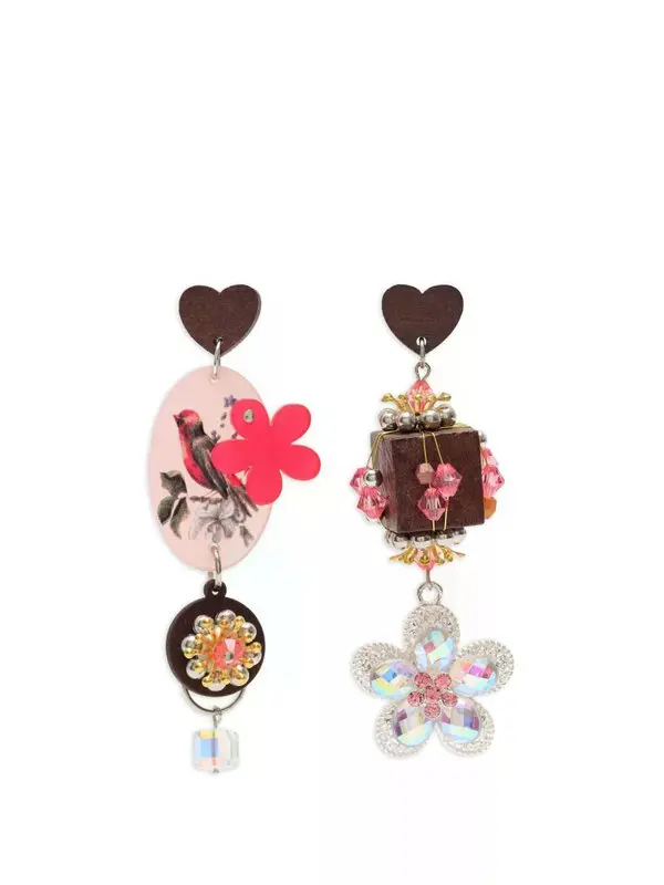 AMIR SLAMA Heart-motif Asymmetric Drop Earrings - Silver