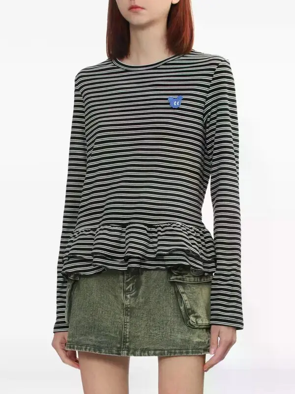 MINI CREAM Striped Long-sleeve T-shirt - Black