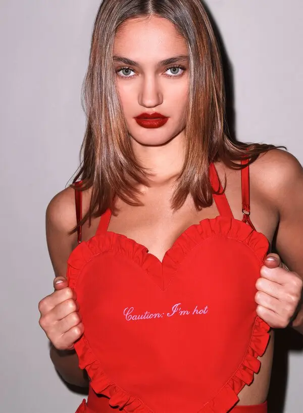 FLEUR DU MAL Ruffle Heart Apron - Rouge
