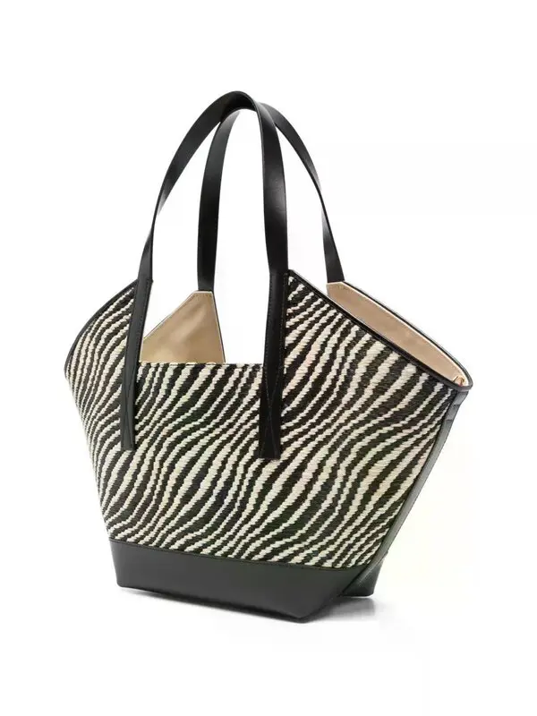 Marni Zebra-stripe Trapezoid Tote Bag - Black