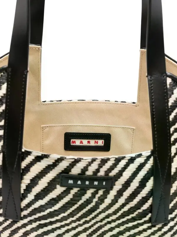 Marni Zebra-stripe Trapezoid Tote Bag - Black