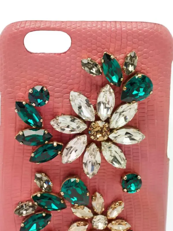 Dolce & Gabbana Lizard-embossed Crystal-embellished Phone Case