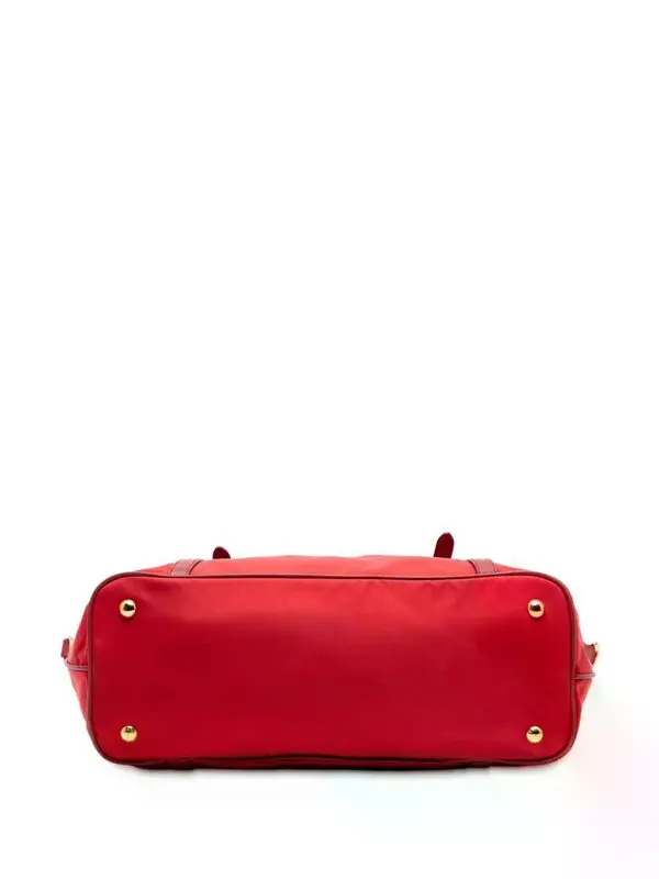 Prada Saffiano Trimmed Tessuto Satchel - Red