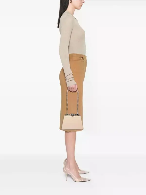 Fendi Small Leather Peekaboo Cut Chain Shoulder Bag