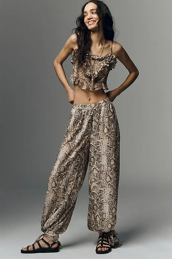 Bardot Arlia Printed Balloon Pants - Snake Skin
