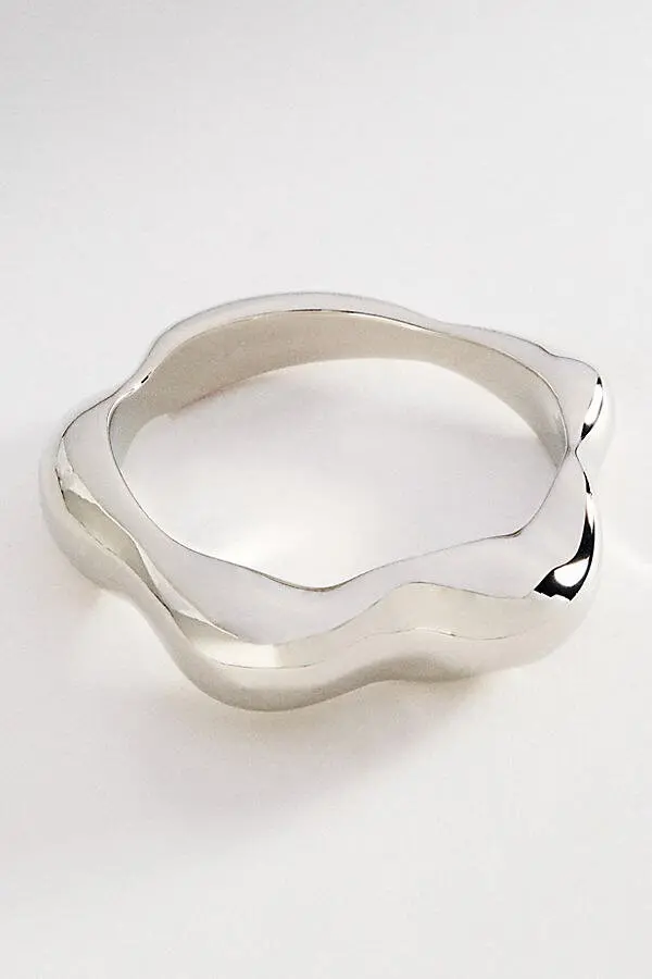 Anthropologie Scalloped Hinge Bangle Bracelet - Silver