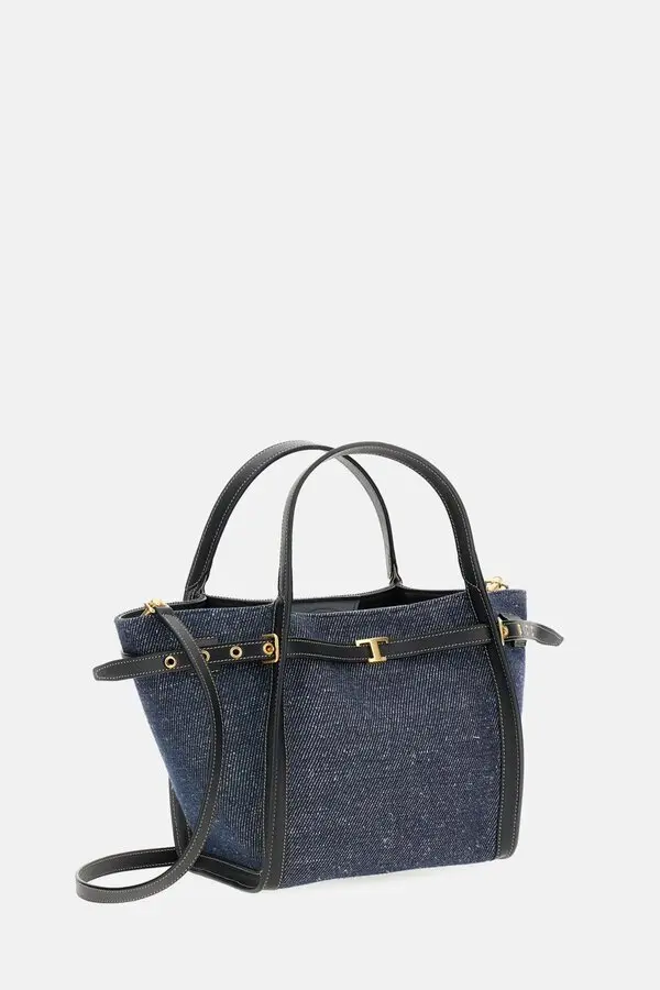 TOD'S Small Fabric Shopping Bag - Blue