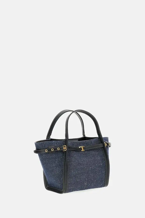 TOD'S Small Fabric Shopping Bag - Blue