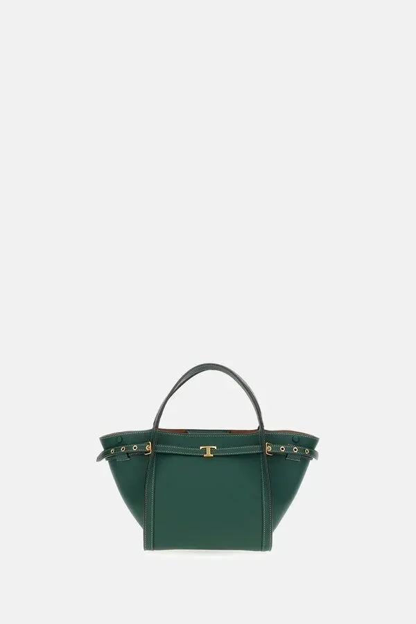 TOD'S Small T Timeless Leather Shopping Bag - Green