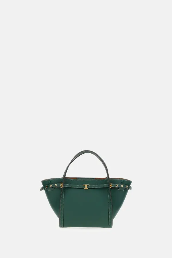 TOD'S Small T Timeless Leather Shopping Bag - Green