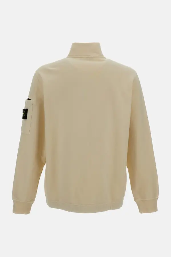 Stone Island Zip-up Cotton Fleece Sweatshirt