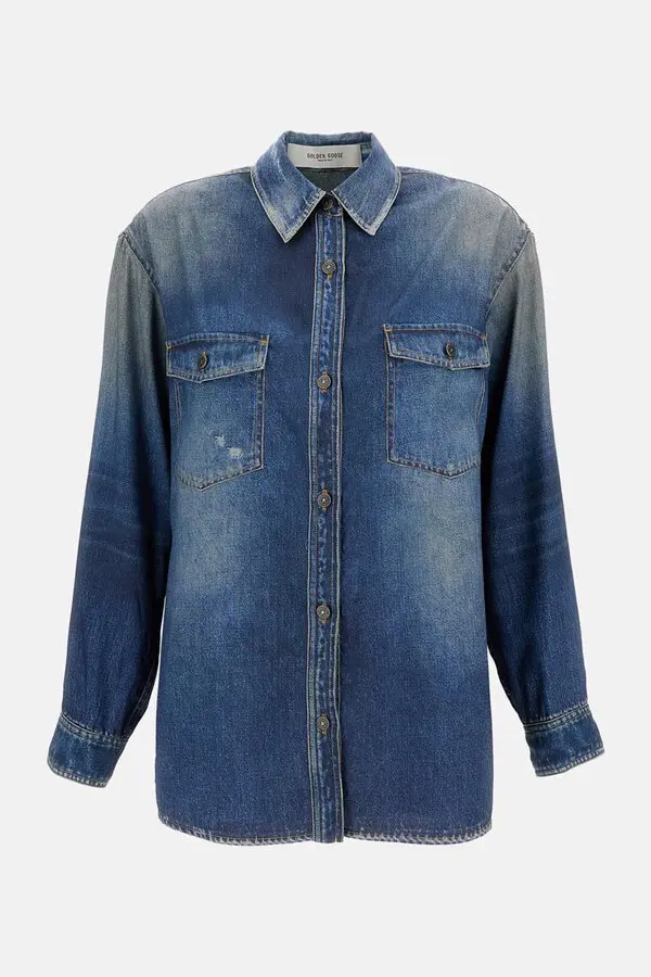 GOLDEN GOOSE Patty Oversized Shirt - Blue