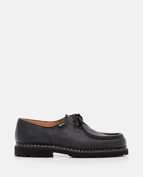 Paraboot Leather Derby With Piped Stitching - Black