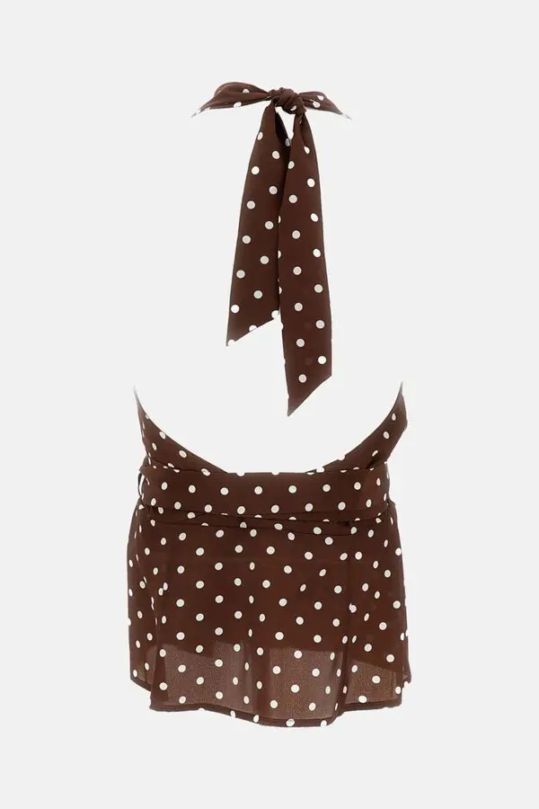 PAROSH Polka Dot Silk Top