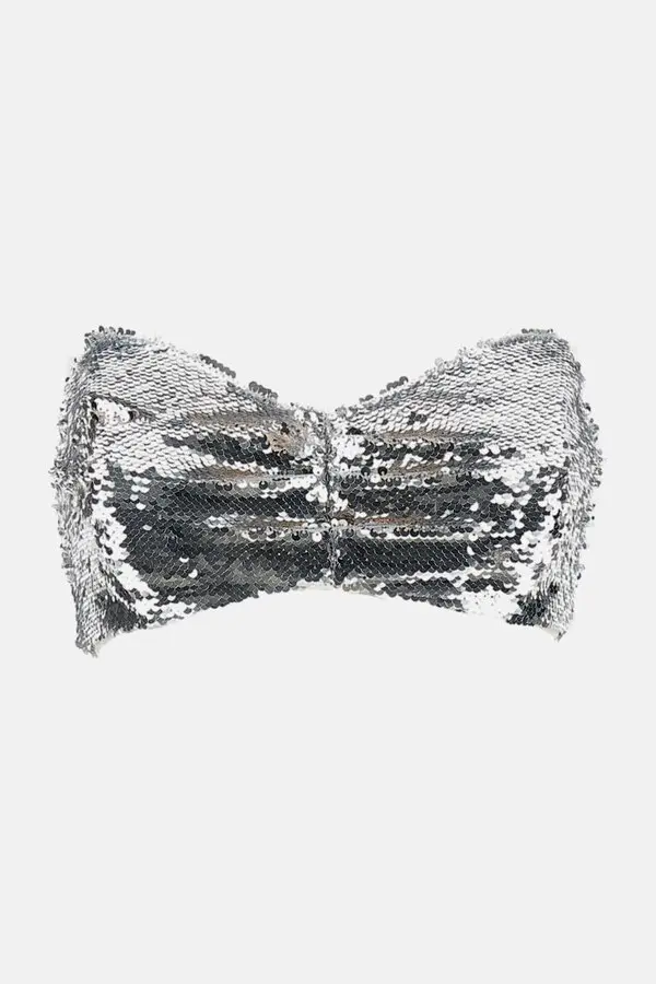 Simone Rocha Sequin Bandeau Top - Silver