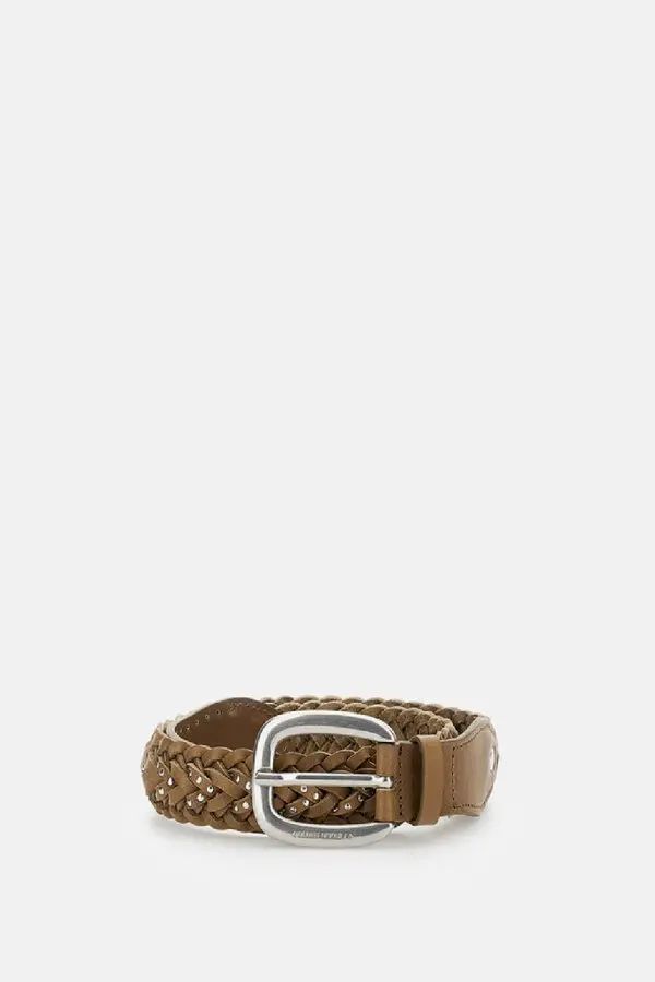 GOLDEN GOOSE Braided Leather Belt - Verde