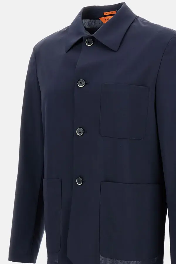 Barena Venezia Visal Wool Over-shirt - Blue