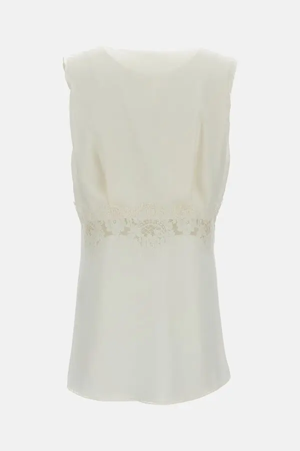 PAROSH Sleeveless Top - White