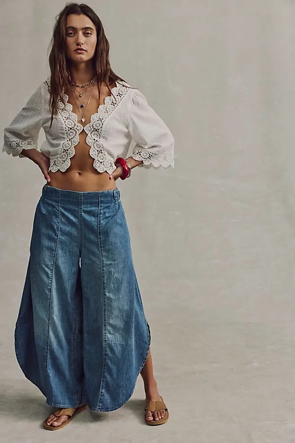 Free People We The Free Sweet Pea Tulip Jeans - Blueshift