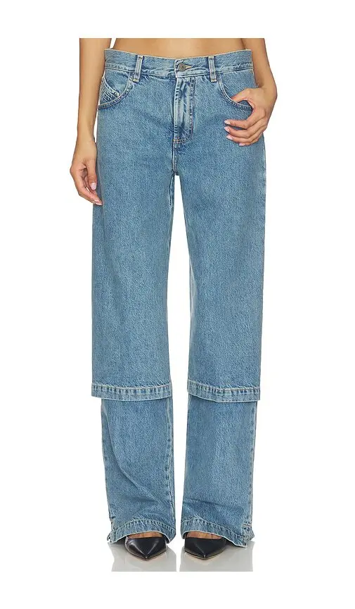Attico Tiered Wide Leg Jeans