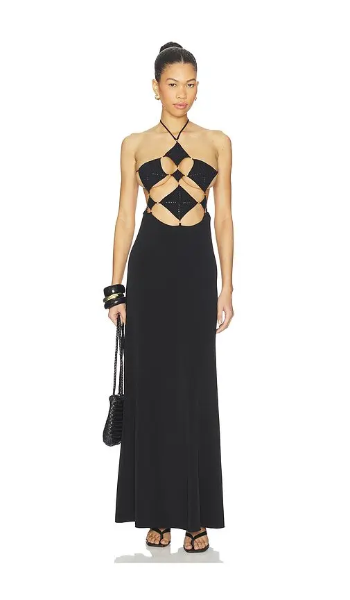 LESLIE AMON Maxi Dress With Crochet Bodice