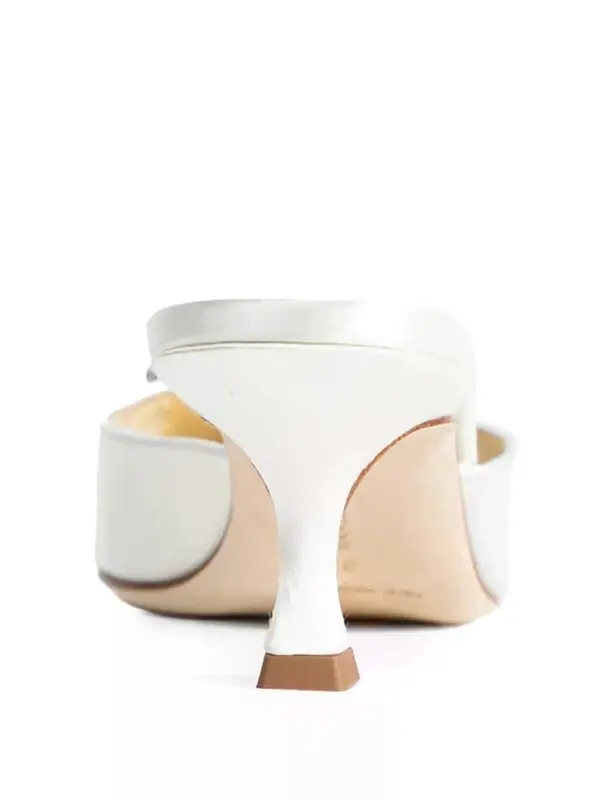 Manolo Blahnik Mayjou Crystal-buckle Satin Mules - White
