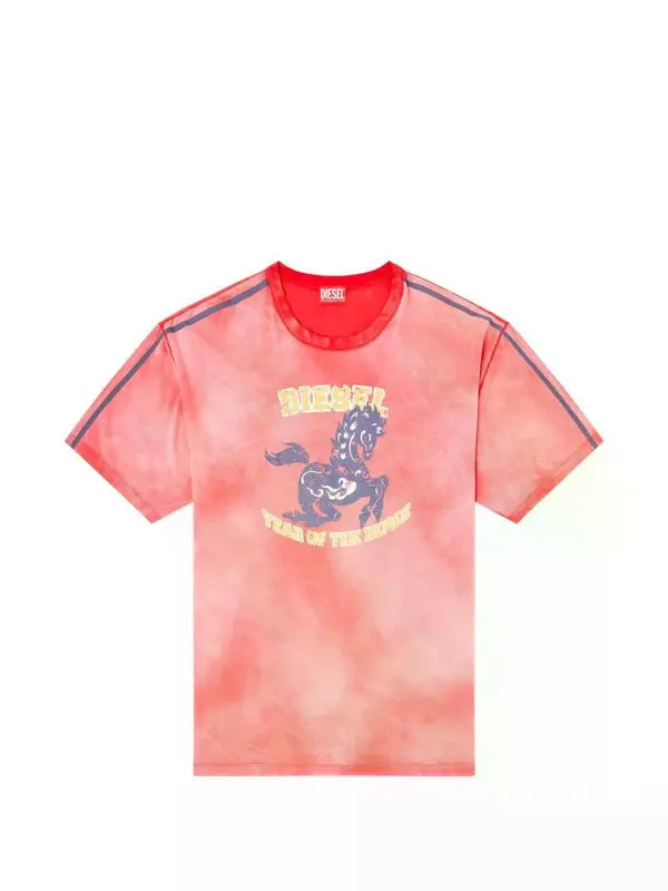 DIESEL® Year Of The Horses Print T-shirt - Red