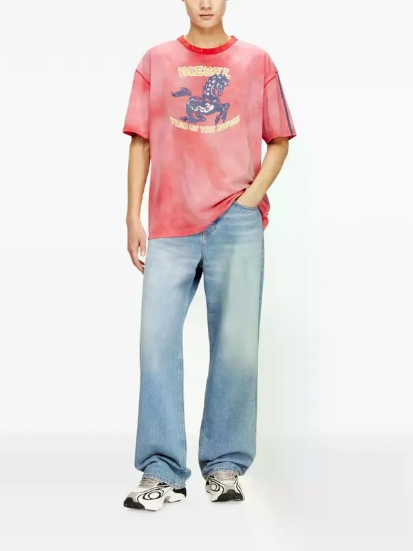 DIESEL® Year Of The Horses Print T-shirt - Red