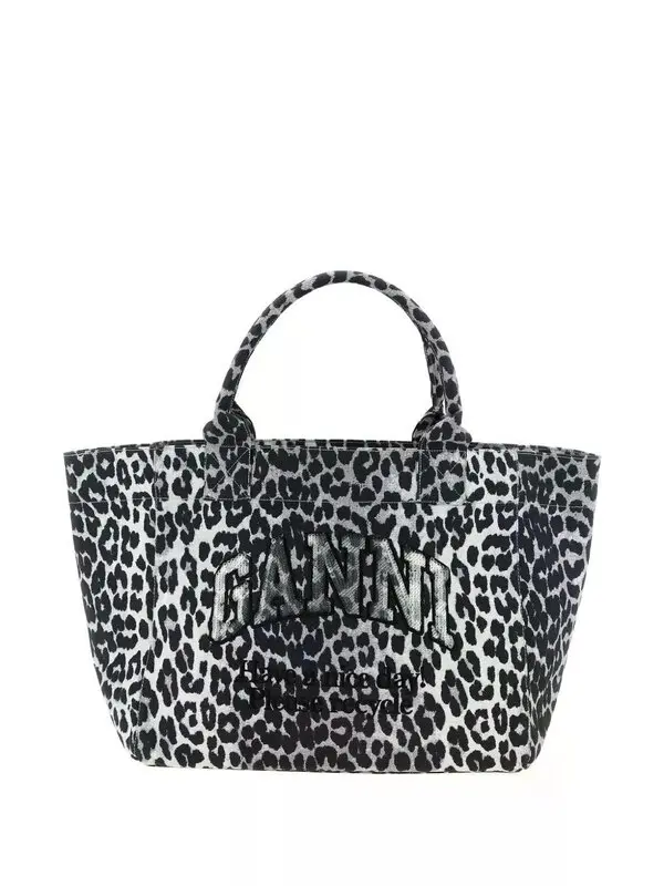 GANNI Leopard Sequin Medium Tote