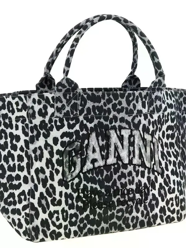 GANNI Leopard Sequin Medium Tote