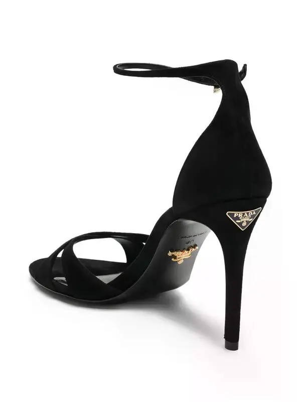 Prada Criss-cross Stiletto Heel Sandals - Black