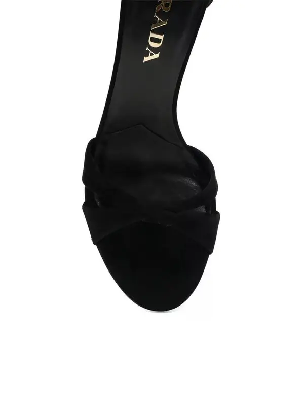 Prada Criss-cross Stiletto Heel Sandals - Black