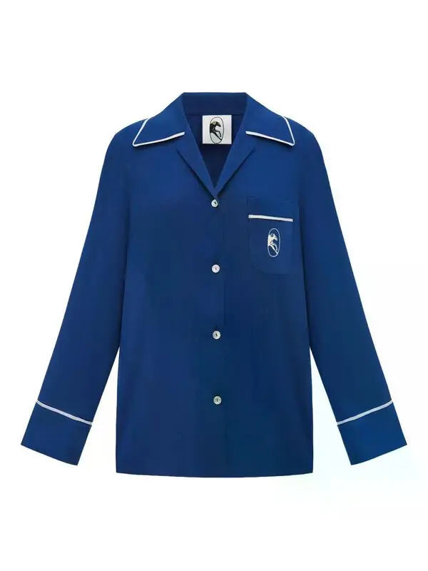 Sleeper Finnegan Piped Pajama Shirt - Blue