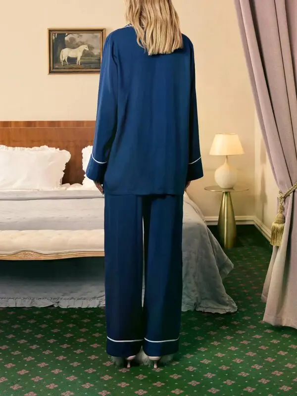 Sleeper Finnegan Piped Pajama Shirt - Blue
