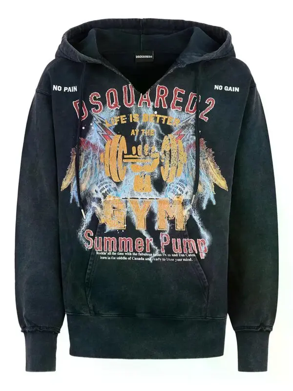 Dsquared2 Rock Wash Long Lean Fit Hoodie - Black