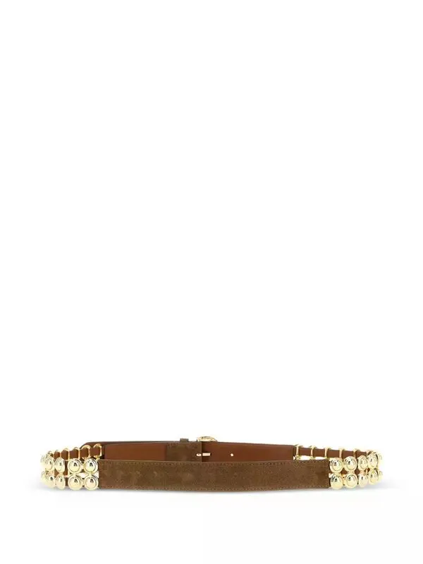 Pinko Studded Buckle Leather Belt - Brown