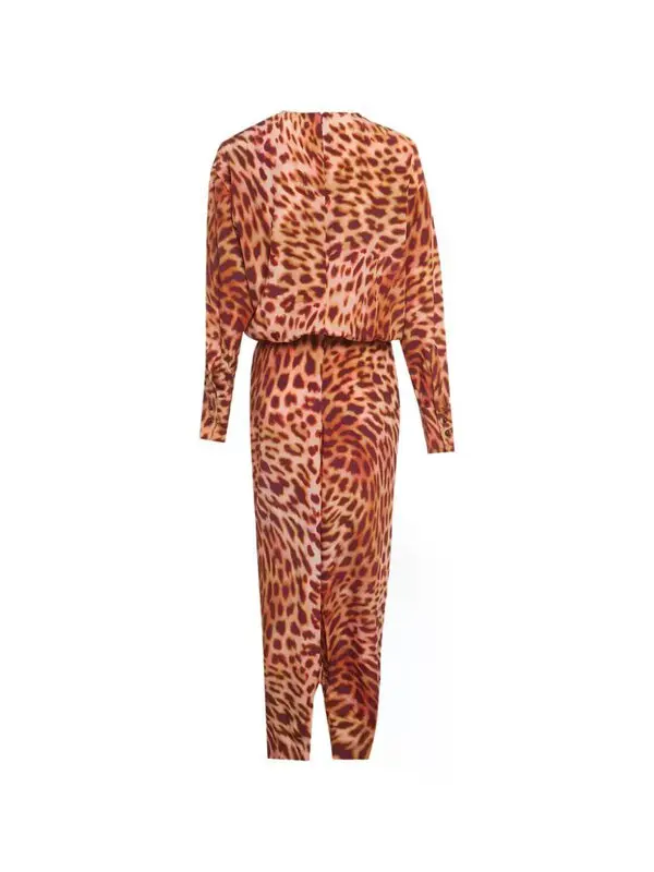 Stella McCartney Animal Print Silk Knot Jumpsuit - Brown