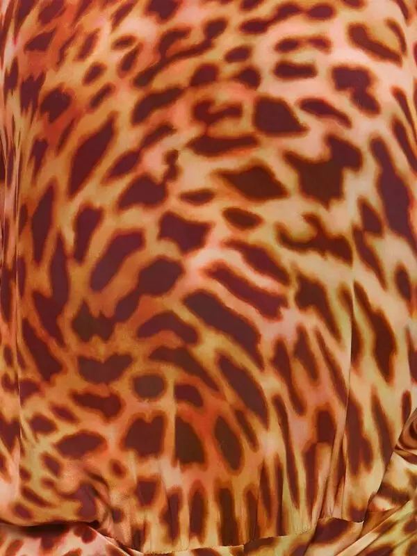 Stella McCartney Animal Print Silk Knot Jumpsuit - Brown