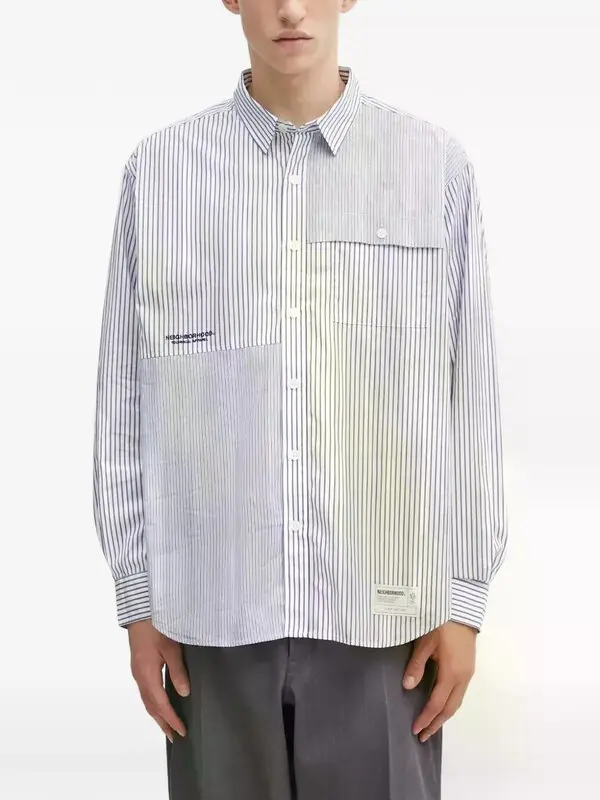 NEIGHBORHOOD Striped-pattern Logo-patch Shirt