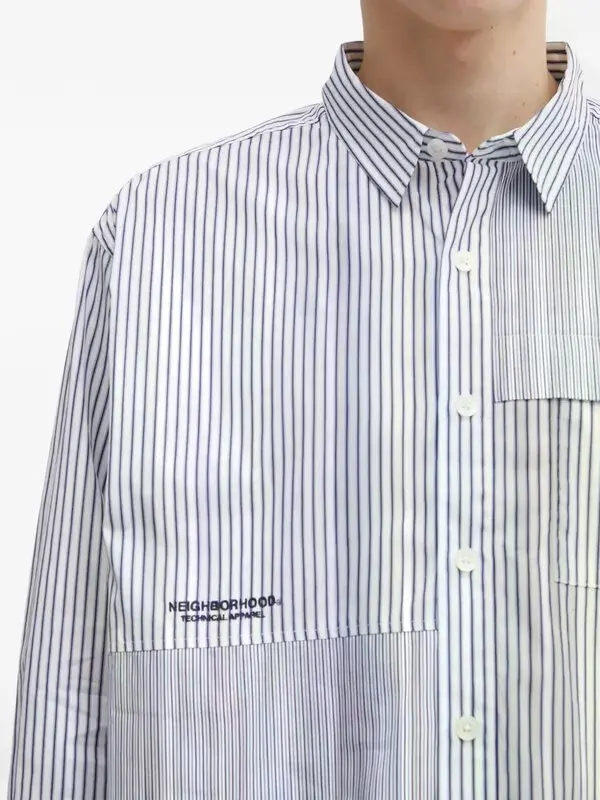 NEIGHBORHOOD Striped-pattern Logo-patch Shirt
