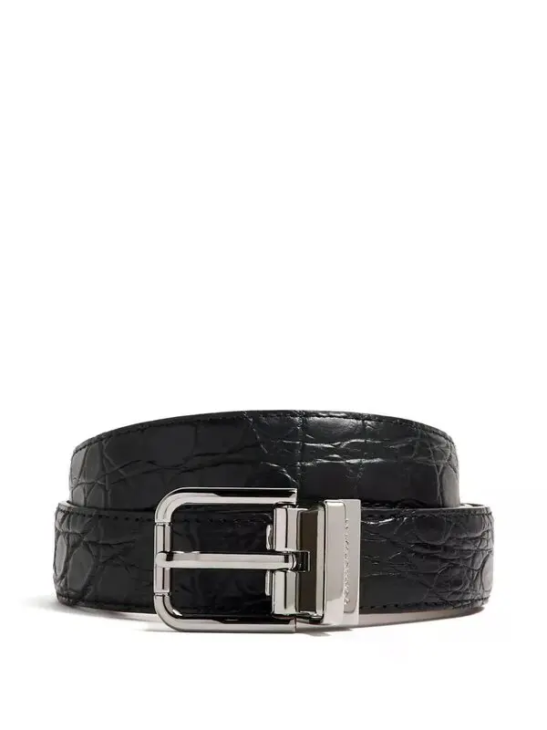 Dolce & Gabbana Crocodile-effect Buckle Belt - Black