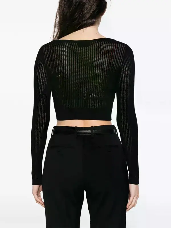 Elisabetta Franchi Open-work Boat Neck Long Sleeve Sweater